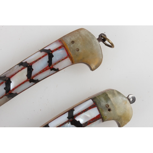 Two north Indian chhuri type daggers with mother of pearl and onyx ...
