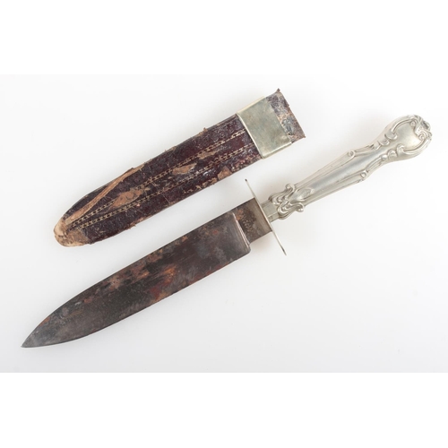 Cutlery handled Bowie type knife, blade ricasso stamped 'H CRISP ...