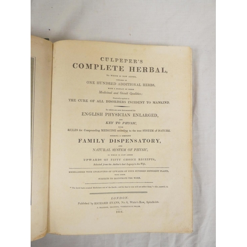 CULPEPER NICHOLAS. Culpeper`s Complete Herbal to which is now Added ...
