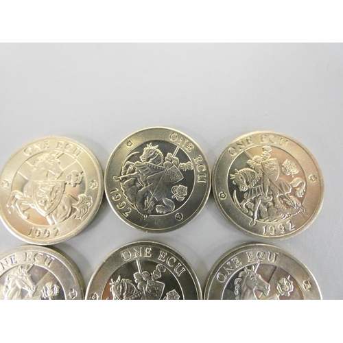 Six 1992 1 ECU coins: comprising of three examples from Scotland, three ...