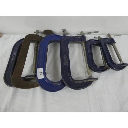 Collection of various G-clamps.
