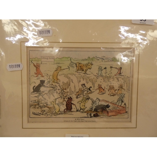 Louis Wain antique engraving (A Milk yarn).