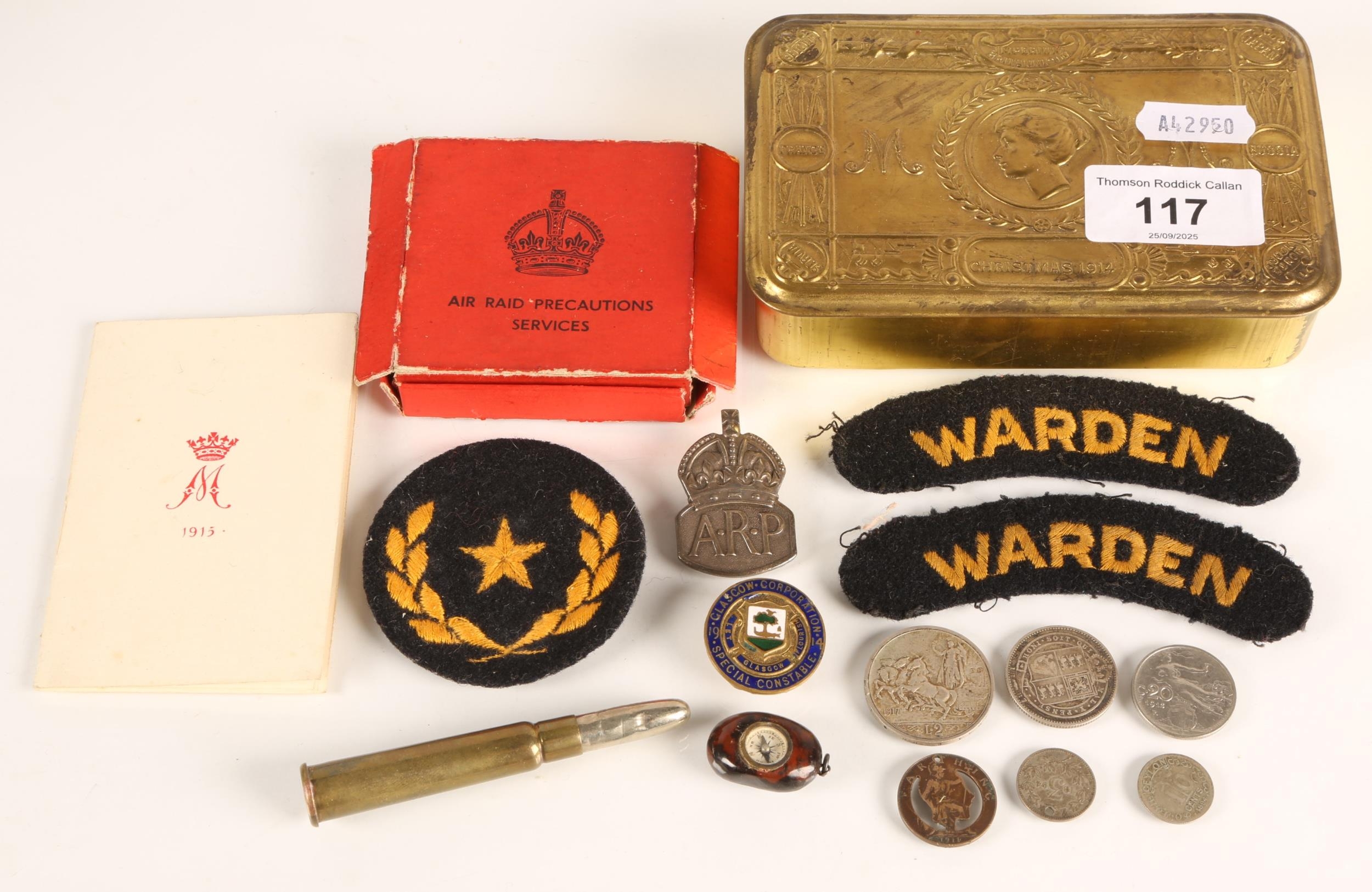 British military ephemera to include Air Raid Warden, coins and ...