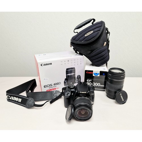 Canon EOS 400D camera with carry case and zoom lens