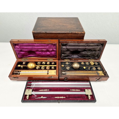 Sykes hydrometer set in fitted box with another boxed set and a cased ...