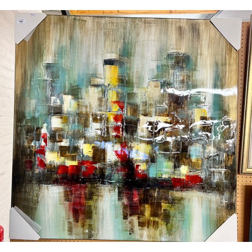 Abstract mixed media print on canvas, 101cm x 101cm