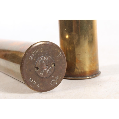 Pair of WWI two pounder mortar shells, dated 1915, 30cm high.