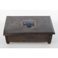 Arts & Crafts style hinge-top copper cigarette box, the top with ...