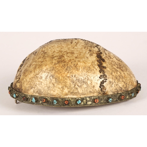 Tibetan Kapala Skull Cup/Ritual Cup, the white metal lined skull bowl ...