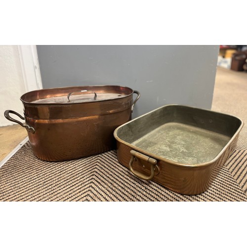 Large copper fish kettle.