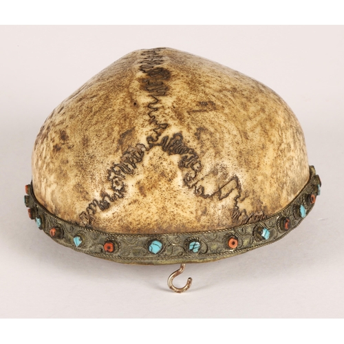 Tibetan Kapala Skull Cup/Ritual Cup, the white metal lined skull bowl ...