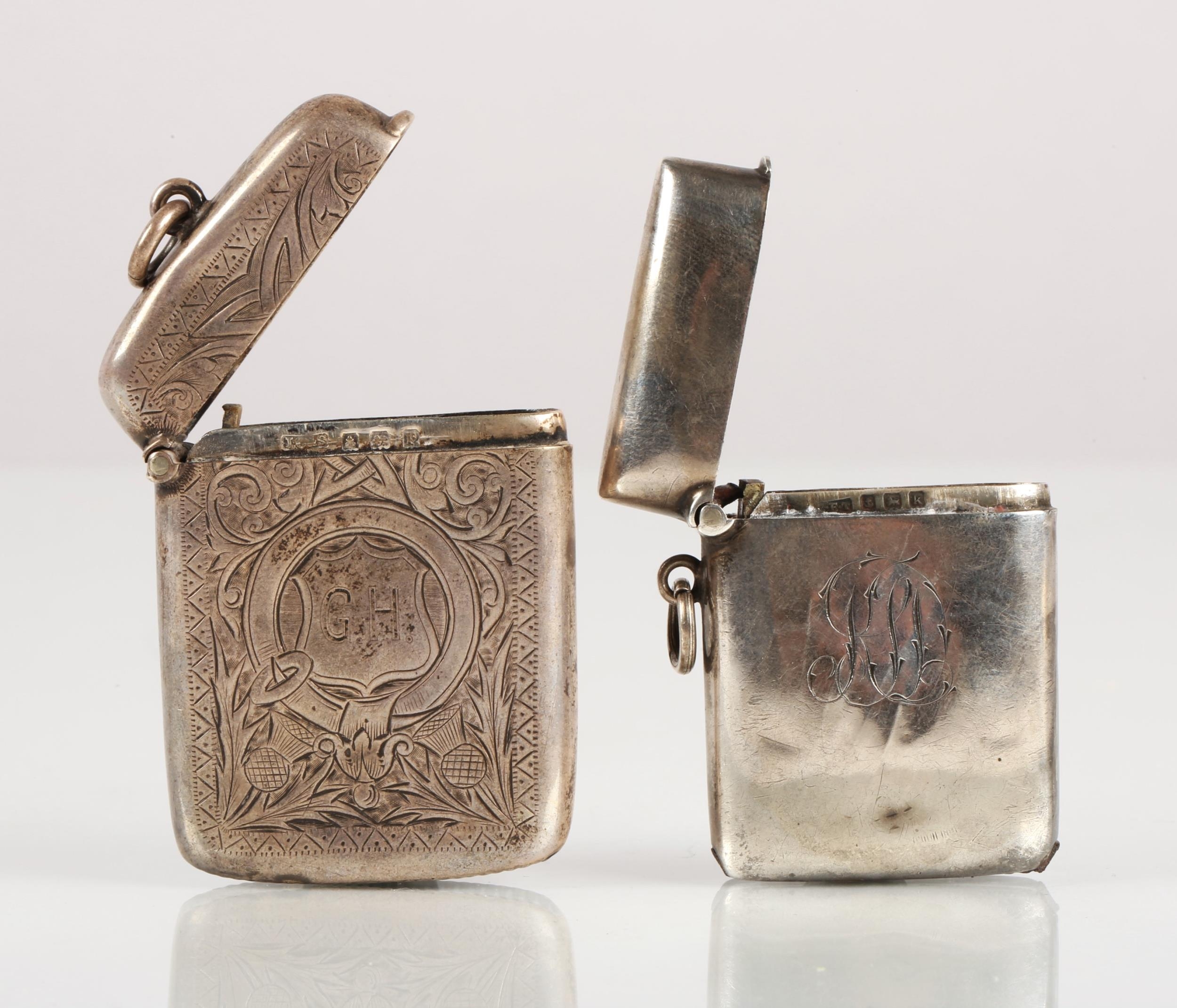 Two silver vesta cases. 48g gross.
