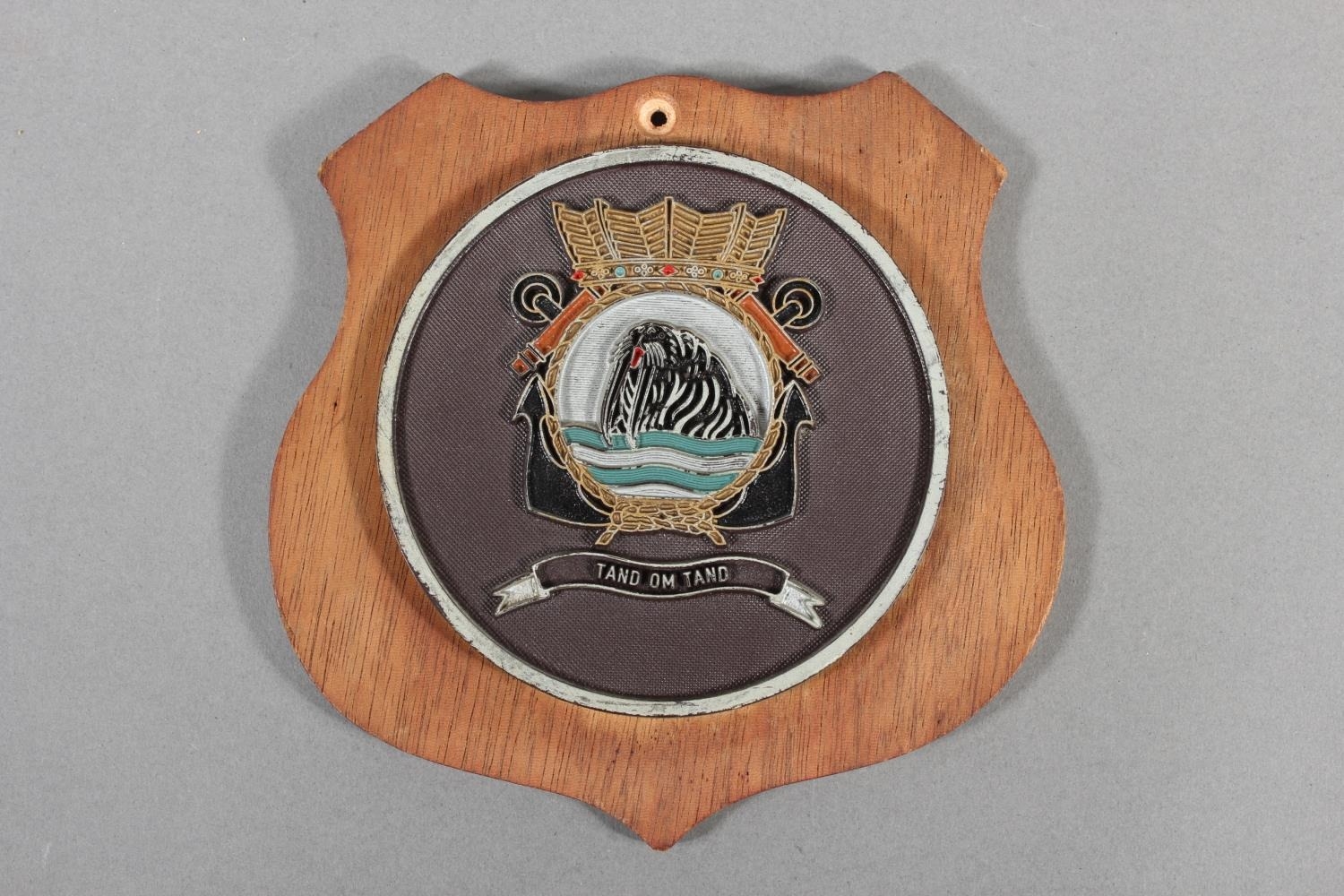 HNLMS Walrus submarine crest badge mounted on shield plaque, 15.5cm ...