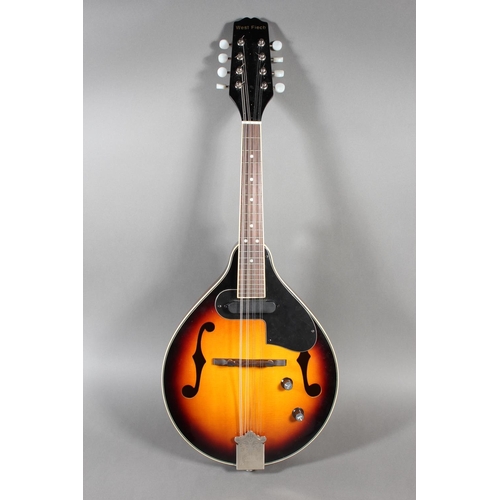 Fender style electric cased mandolin.