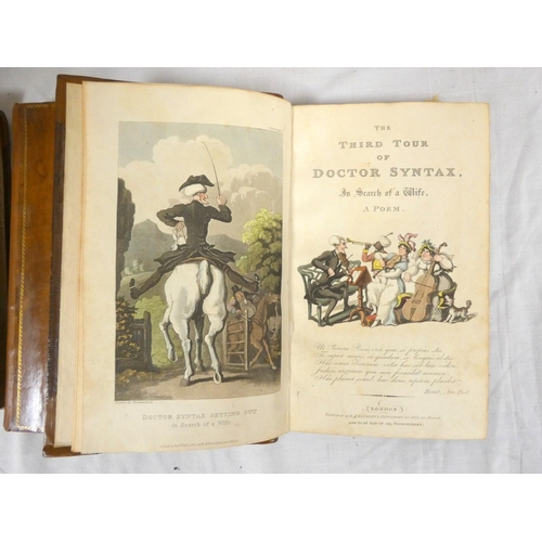 (COMBE WILLIAM). The Tour of Doctor Syntax. 3 vols. Hand col. aquatint frontis & plat