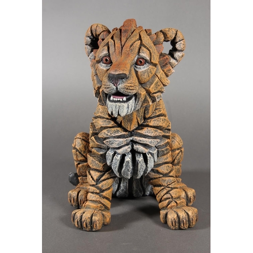 Matt Buckley Edge Sculptures, Lion Cub seated composite model, 21cm tall.