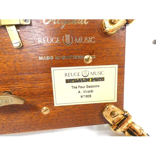 Key wound music box by Reuge Music Switzerland, the mechanism under ...