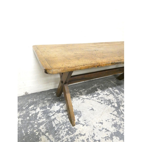 Antique elm trencher style table the rectangular top on cross frame ...