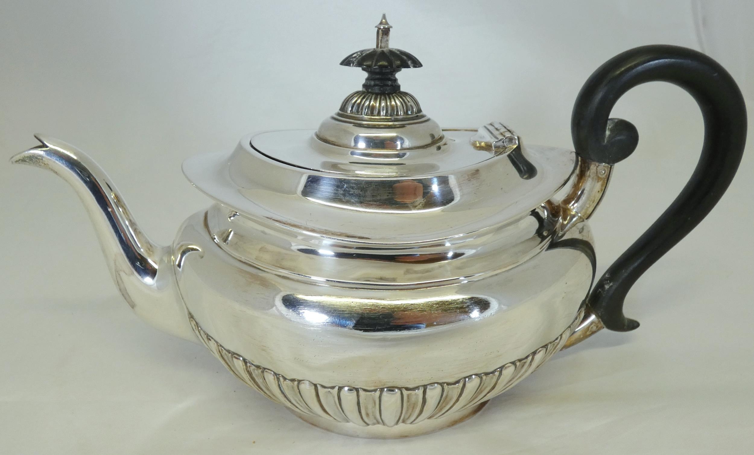 Scottish silver teapot, monogrammed and part fluted, by Hamilton ...