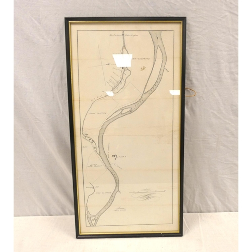 Cumberland - River Derwent. 19th cent. pen & ink plan of the River ...