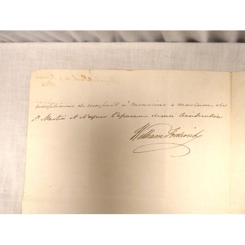 PRINCE WILLIAM FREDERICK, DUKE OF GLOUCESTER. Signed manuscript letter ...