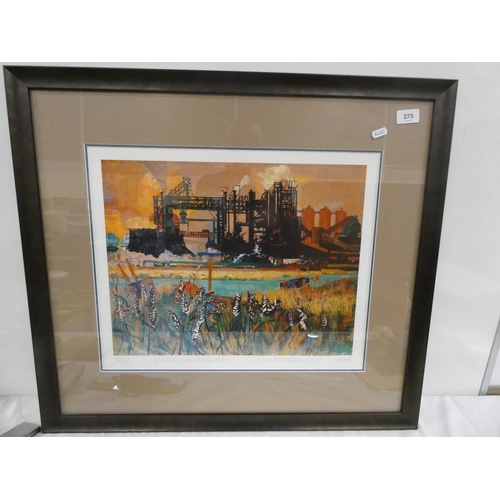 Limited edition pencil signed print, Workington Steel Works.
