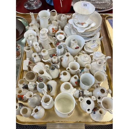 Goss ware tourist trinkets and part tea set etc.