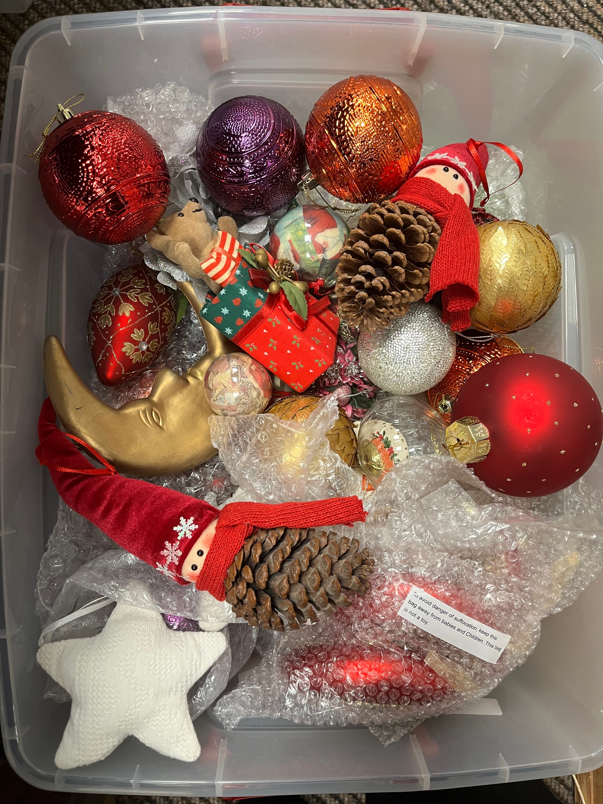 Collection of assorted Christmas decorations.