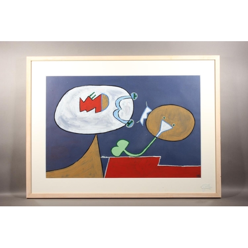 ERIC RITCHIE (Scottish b1934), Plant in Blue, abstract gouache painting ...
