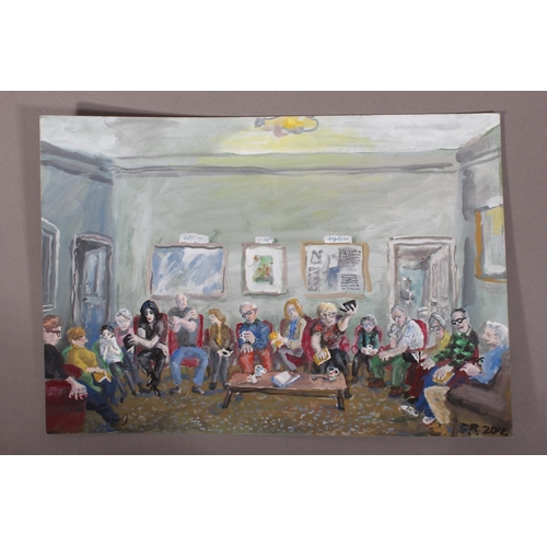 ERIC RITCHIE (Scottish b1934), The Waiting Room, gouache painting ...