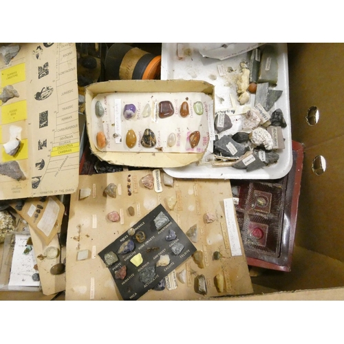 Mineral specimens. Box to include raw garnets, gold on quartz matrix ...