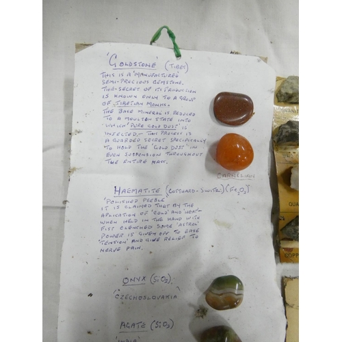 Mineral specimens. Box to include raw garnets, gold on quartz matrix ...