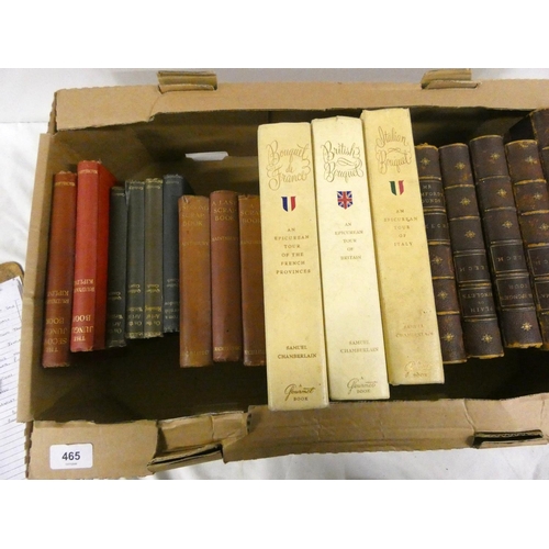 Box of various books to include set of six leather bound John Leitch ...