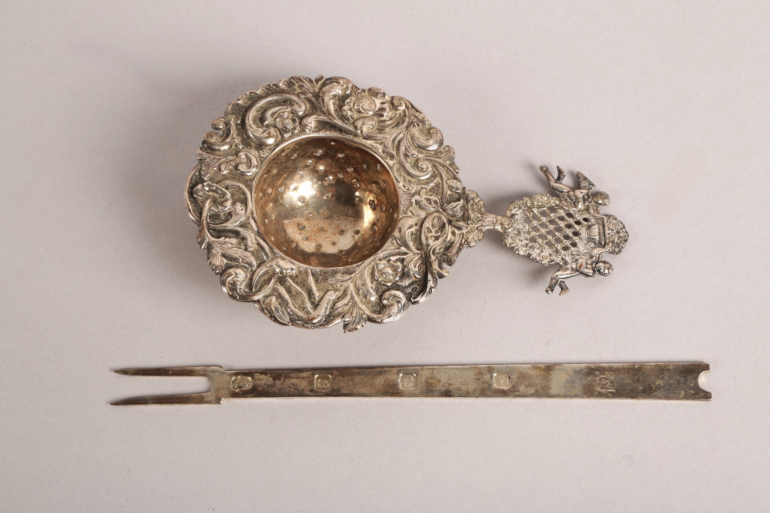 Silver pronged fork, Hamilton & Inches assayed Edinburgh, with an ...