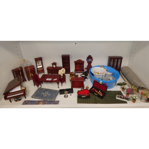 Collection of doll's house furniture to include antique-style examples ...