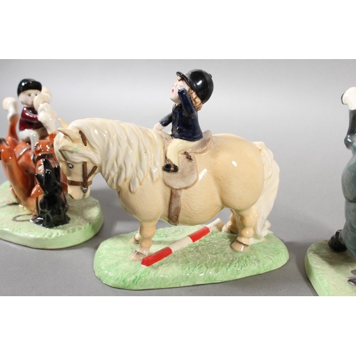 Three Royal Doulton Thelwell series hunting themed figures to include ...