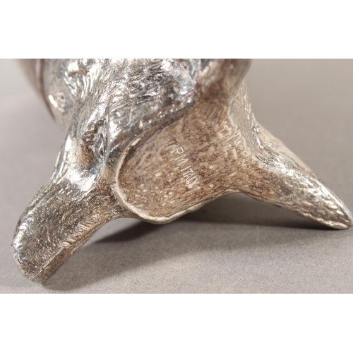 Italian silver plated metal stirrup cup with fox head handle, stamped ...