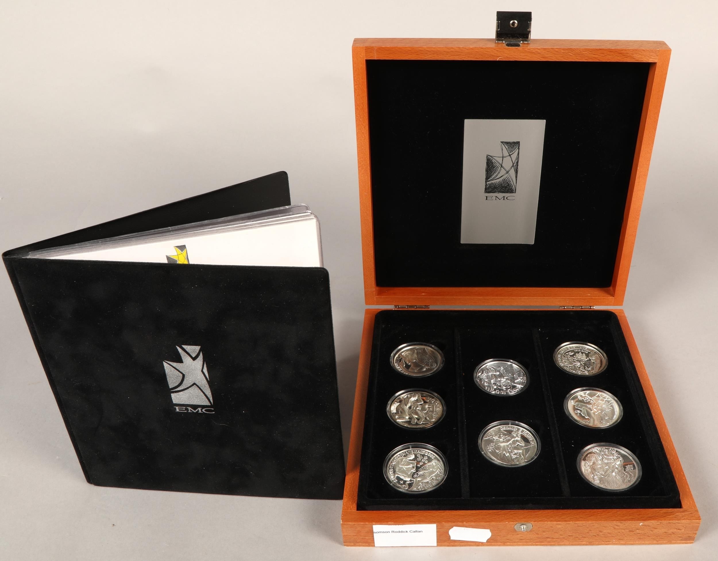 Eight 925 silver proof EMC 'Mythological Couples' coins in presentation ...