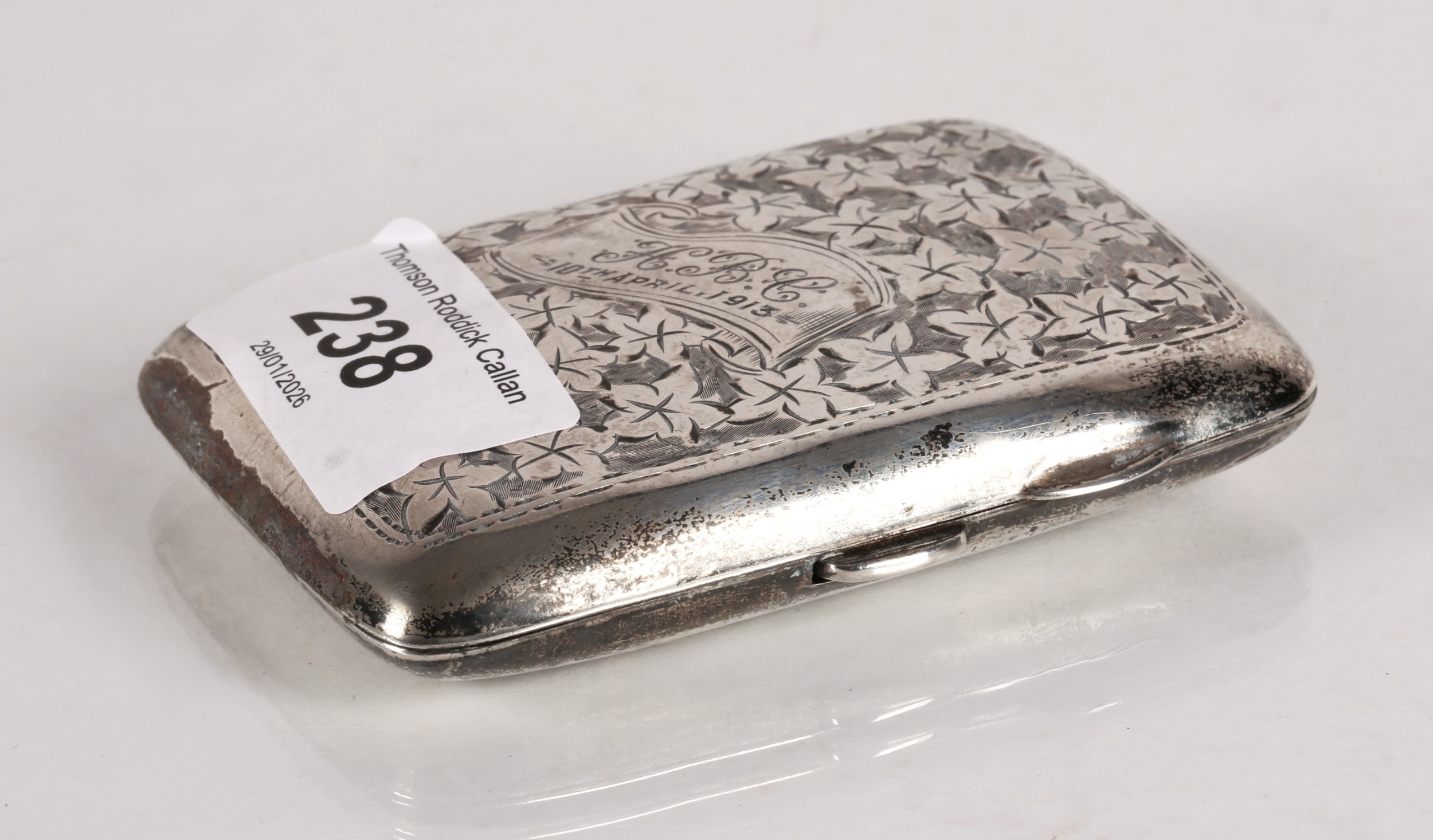 Silver cigarette case, 44g