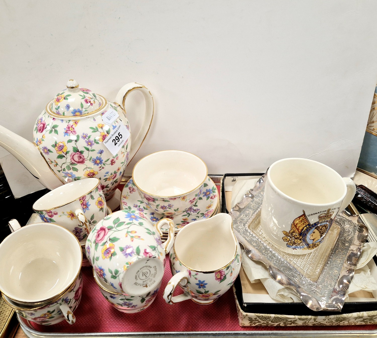 Arklow Irish coffee set, an ep dish , Coronation mug etc.