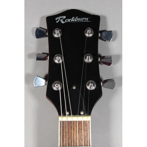 Rockburn Les Paul style six string electric guitar with sunburst finish.