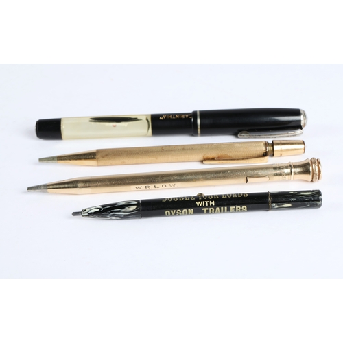 Two mechanical pencils rolled and filled gold, vintage advertisement ...