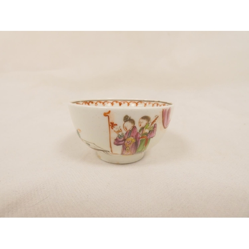 Lowestoft tea bowl & saucer, each polychrome decorated with mandarin ...