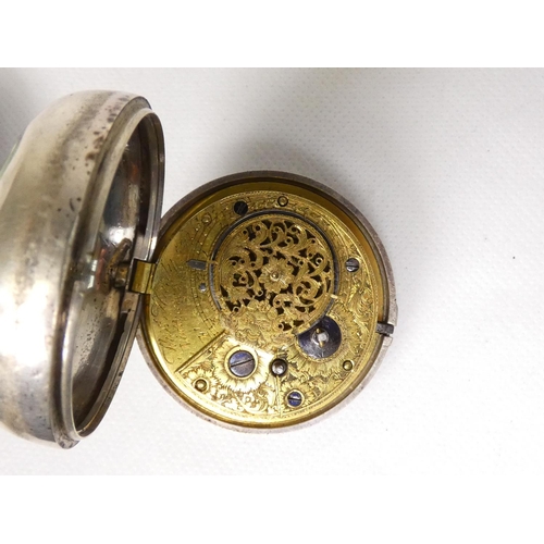 Two verge fusee pocket watches, a silver pair cased example by Thomas ...