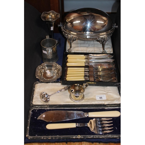 Silver-plated flatware to include a turnover dish, fish servers a dish ...