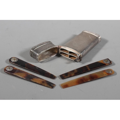 Antique silver etui case containing tortoishell handled manicure ...