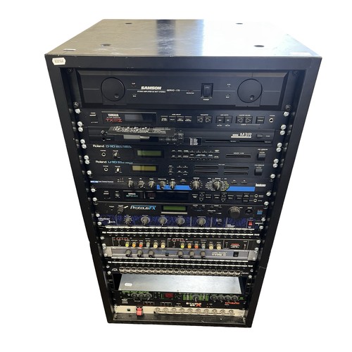 Cased stack music system, to include Samsung studio amplifier, Roland D ...