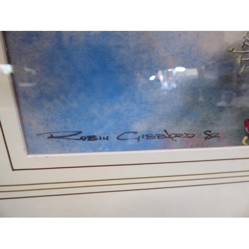 Watercolour - Finches on honeysuckle - Robin Gibbard