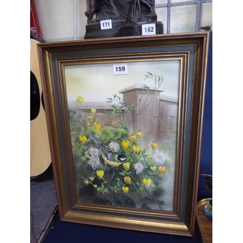 Watercolour - Great tit on clematis - Robin Gibbard