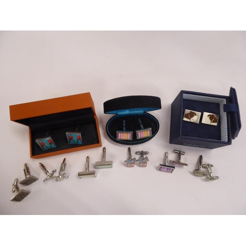 Quantity of gent's cufflinks - Andy Warhol-Elvis, Hackett, vintage tax ...